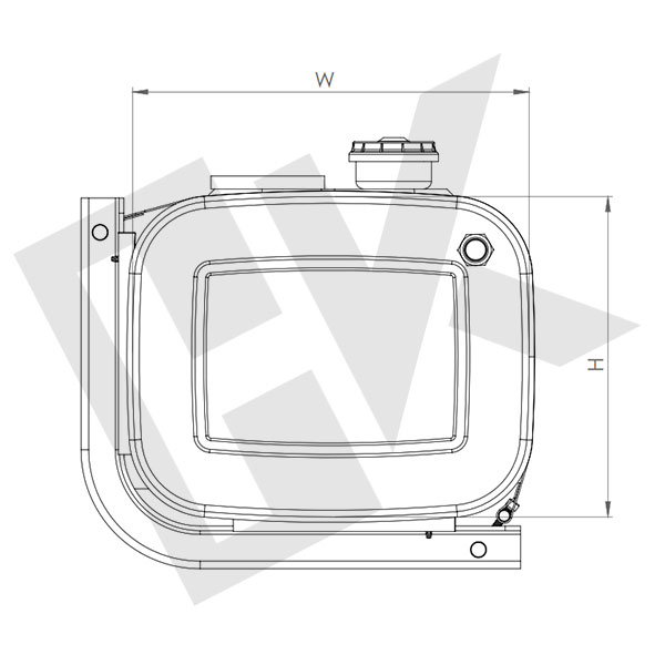 42x52x40 Steel Oil Tank Side Mounted 75 Lt.