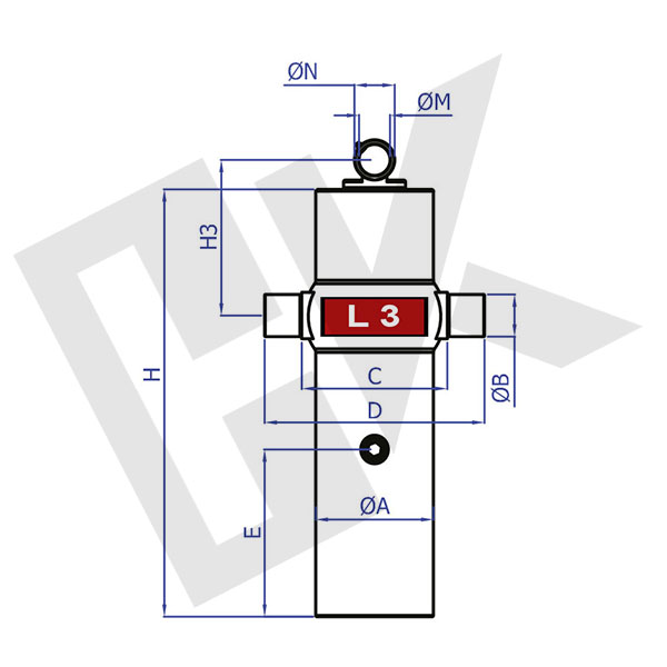 165-3-990 L Type Under Body 3 Stages Telescopic Cylinder