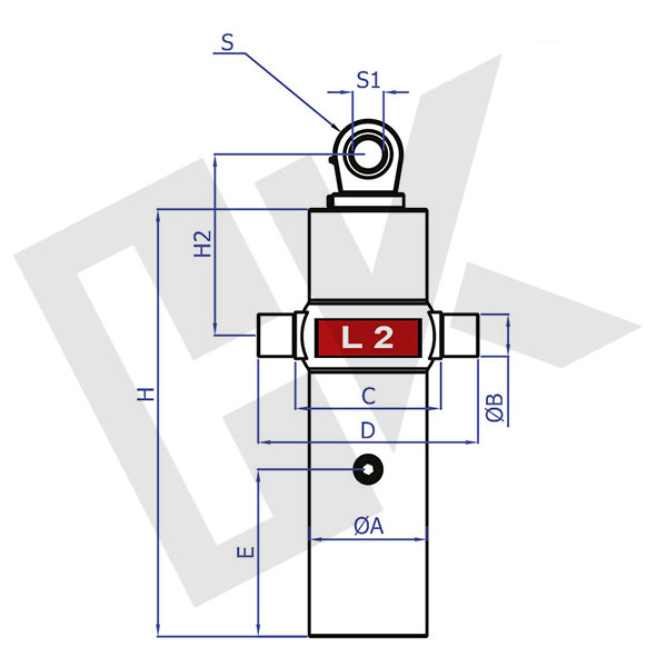 215-4-1800 L Type Under Body 4 Stages Telescopic Cylinder